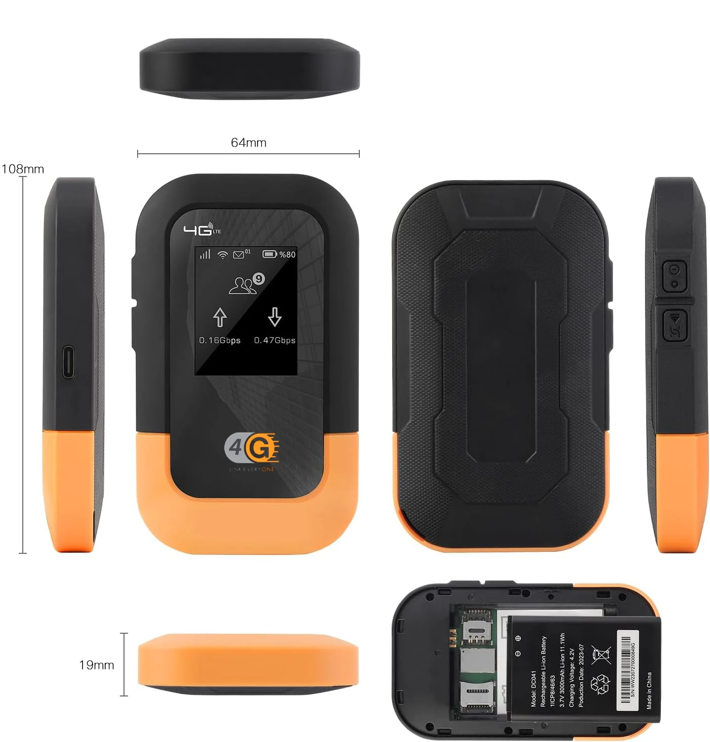 WIFI6 MiFi eSIM Vsim Support 4G MIFI Portable Wireless Router LTE WIFI6 ...