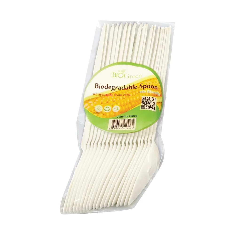 Disposable Cutlery White Color Biodegradable Chinese Cornstarch Spoons ...