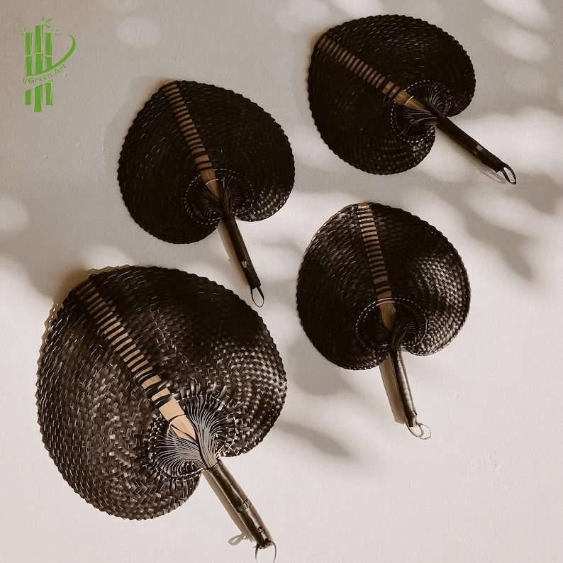 African Hand Fan Gift Set with Leather Handle - Vgreen Art