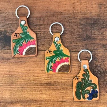 Hand Carved Tooled Leather Key Chains Cute Exotic Shape Leather Key ...