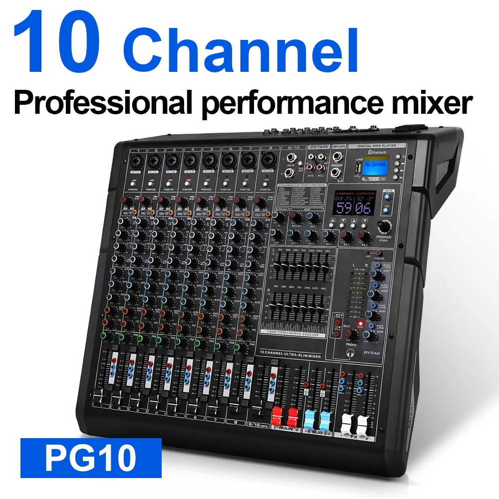 Biner L210 Professional Dual 10 Inch 2 Channels DJ Speakers with Power ...