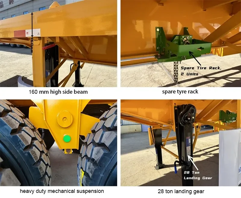 3 Axle 20ft Shipping Container Flatbed Semi Truck Bolster Trailers ...