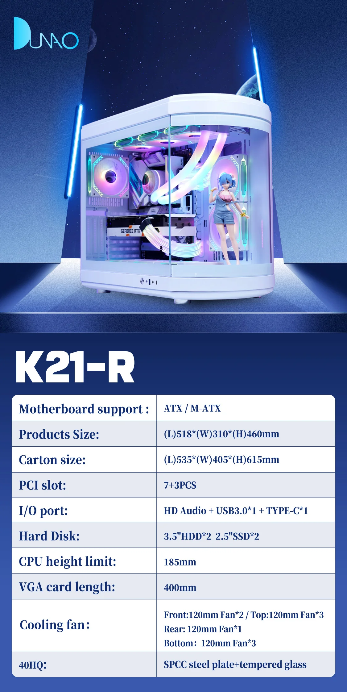 Curved Glass Gaming PC Case ATX Motherboard Gaming Computer Case ...