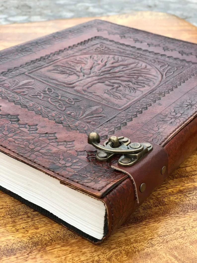 400 Pages Extra Large Leather Journal Embossed Tree Of Life Writing ...