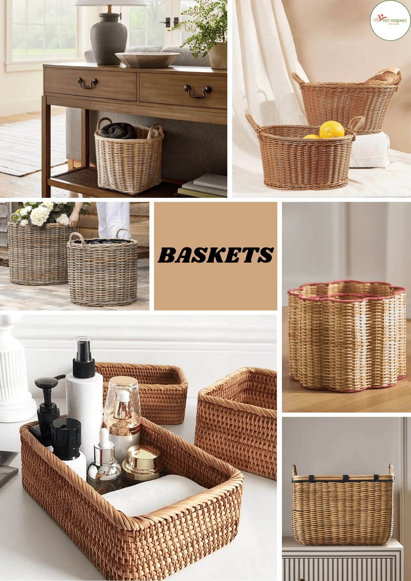 Natural Rattan Square Rattan Utensil Caddy Basket - Natural Handwoven ...
