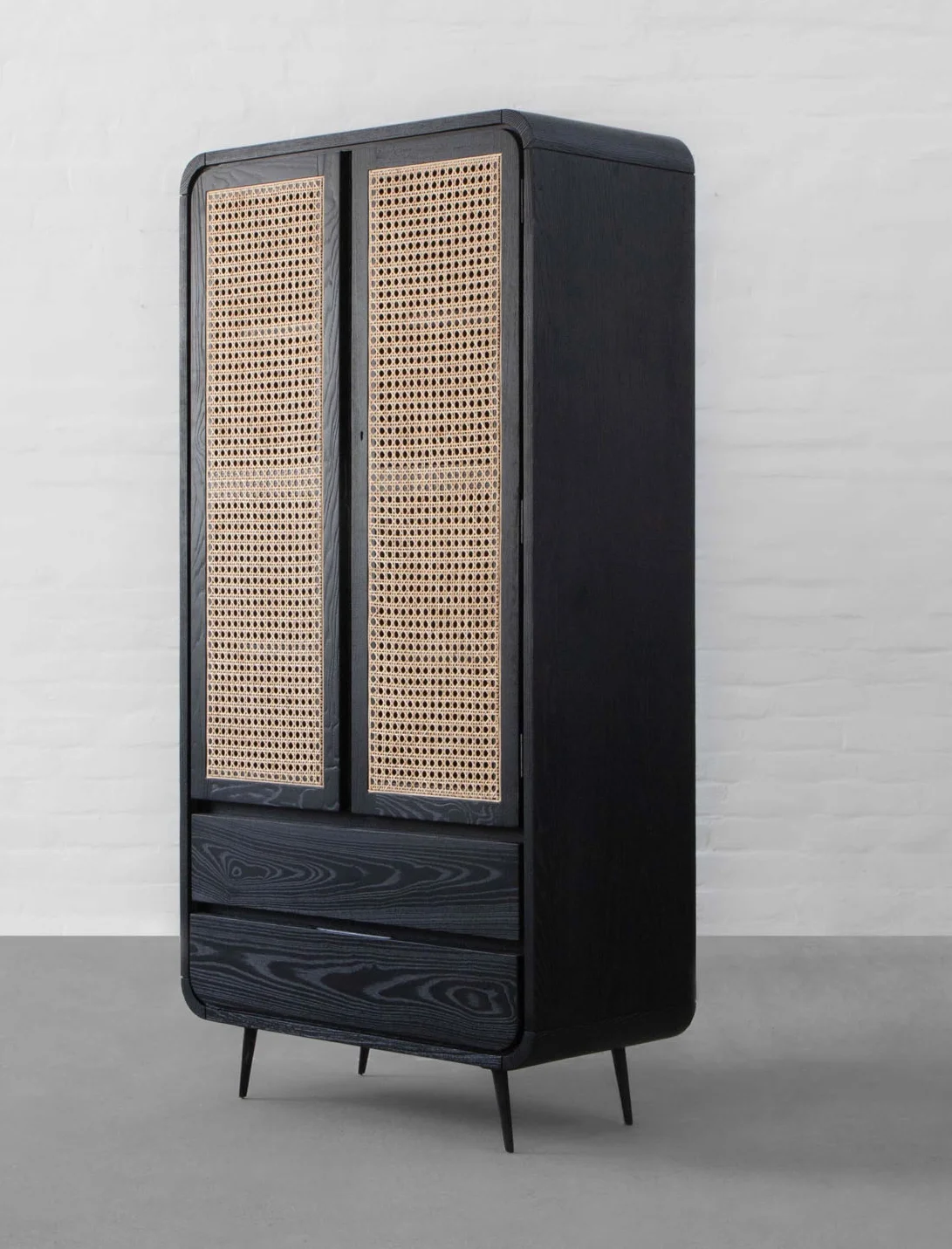 Wooden Canning Wardrobe Solid Wood Rattan Wardrobe Bedroom Light Luxury ...