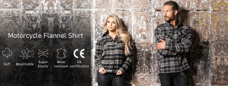 Motorbike Shirt Men's Armored Motorcycle Riding Soft Flannel