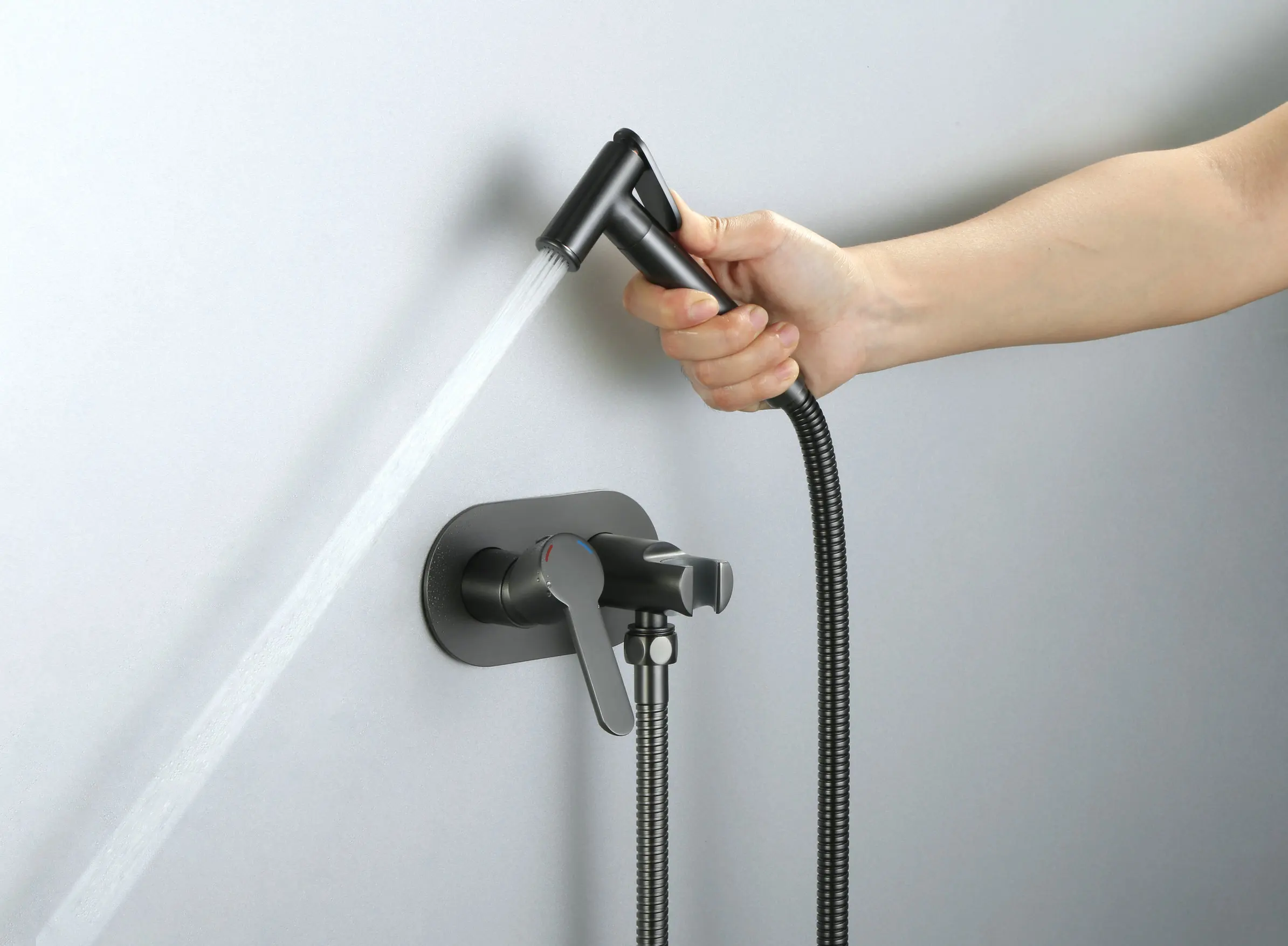 Modern Design Black Wall-Mounted Hotel Bathroom Toilet Shattaf Set with ...