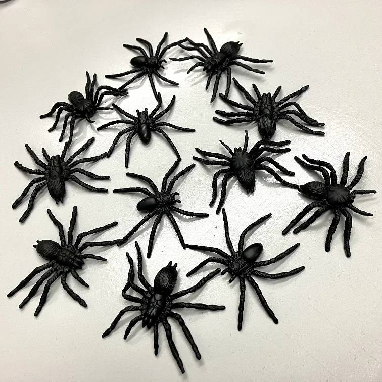 Oem Halloween Creature Pvc Black Spider 12pcs Set Decoration Party ...