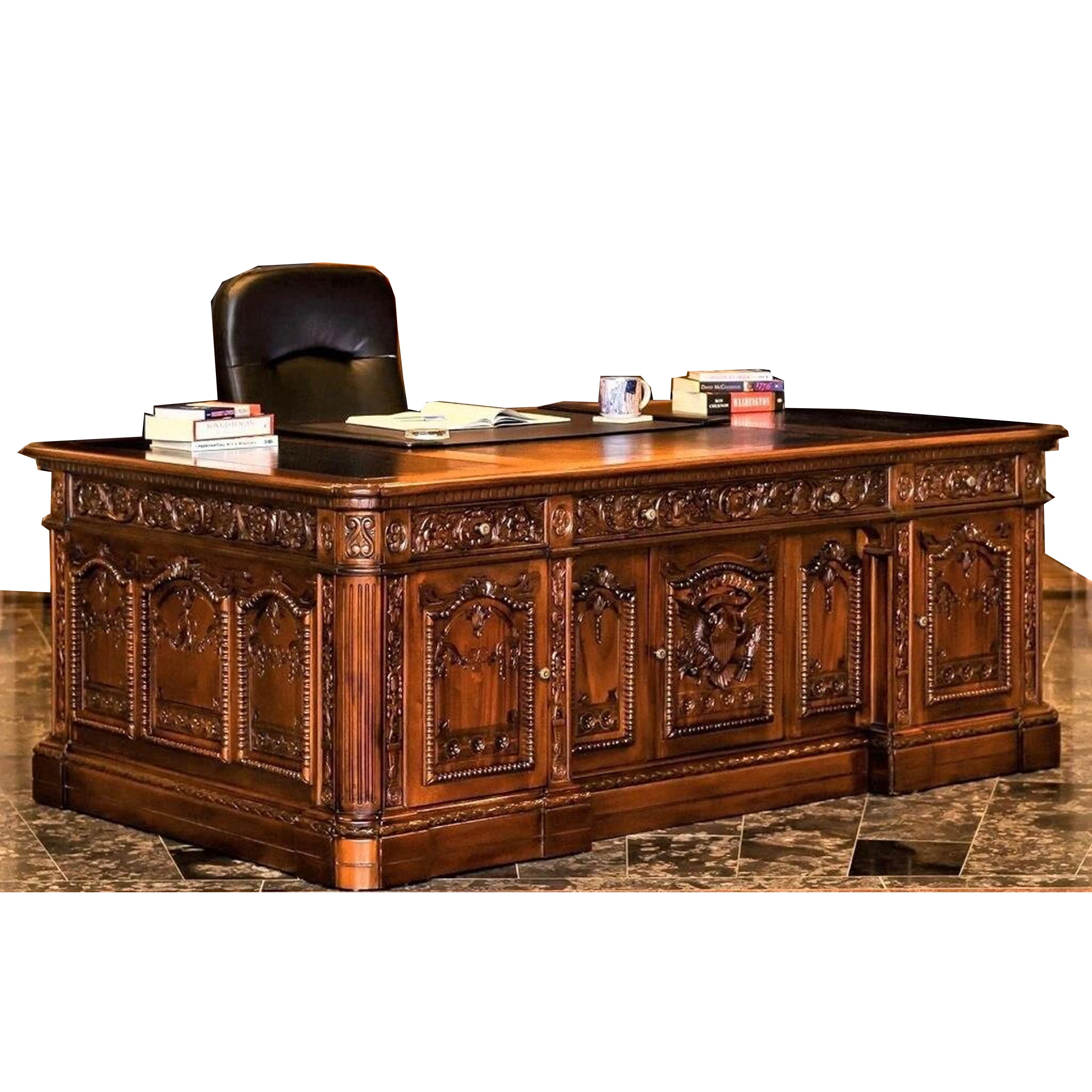 Classical Luxury Solid Wood Carved Home Office Desk Furniture European ...