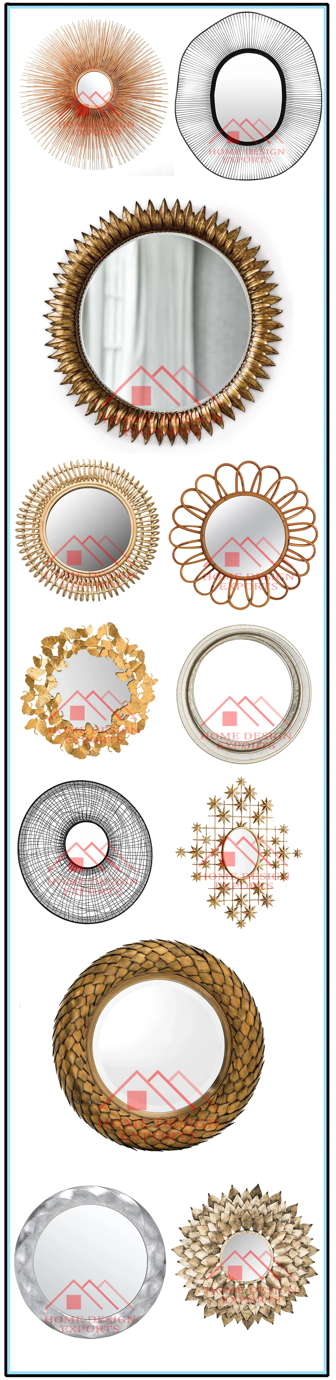 Round Shape Wall Decor Mirror Metal For Living Room Best Selling Metal ...