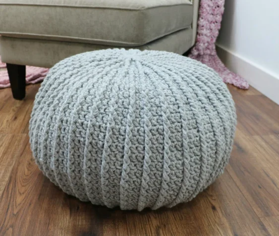 Round woven pouf store