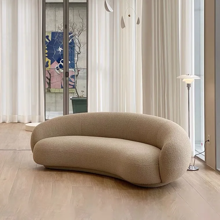 Luxury Livingroom Sofa Fabric Upholstered Curved Sofa Half Moon Lounge ...