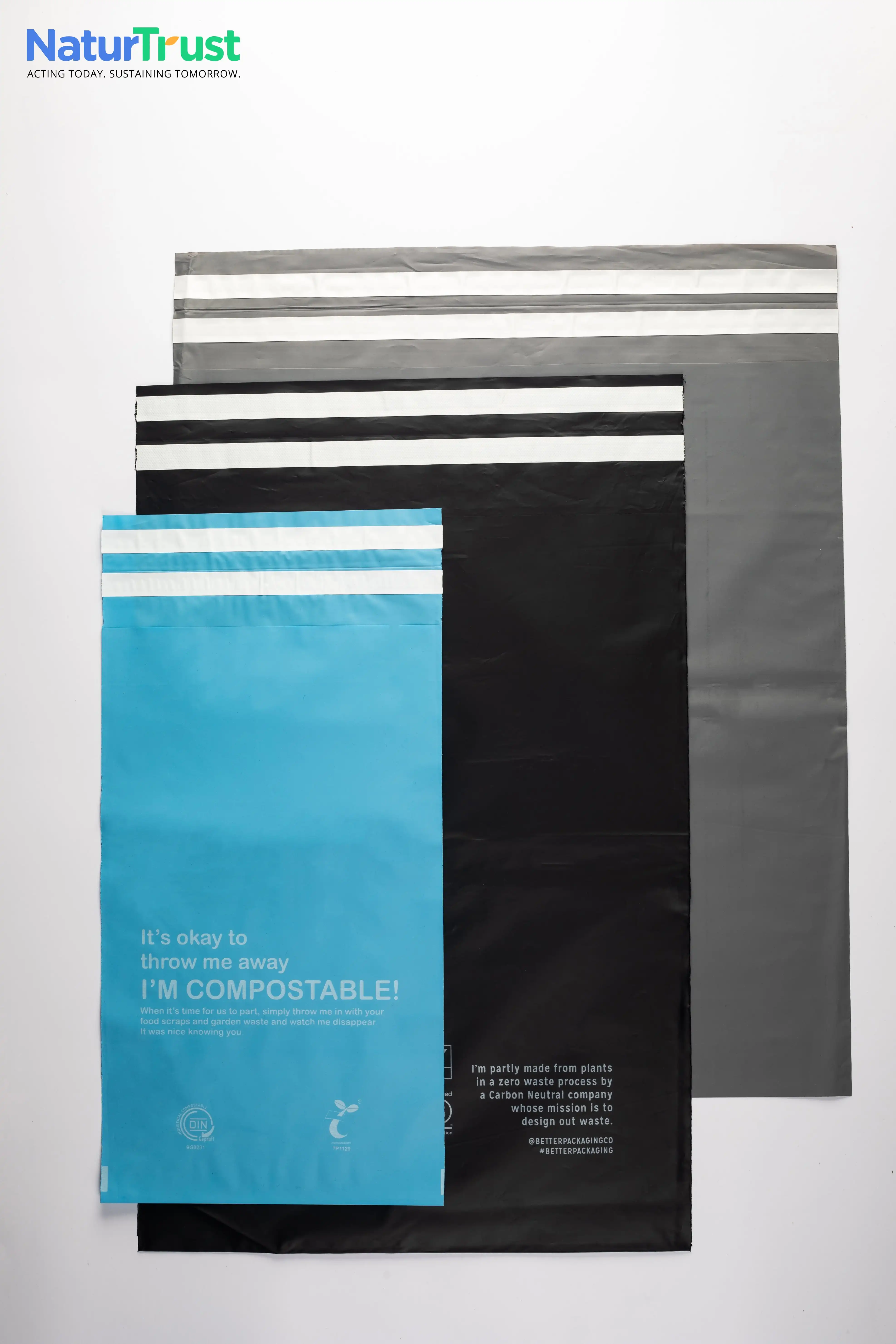 Custom Eco-Friendly Compostable PBAT Packaging Waterproof Poly Mailers ...