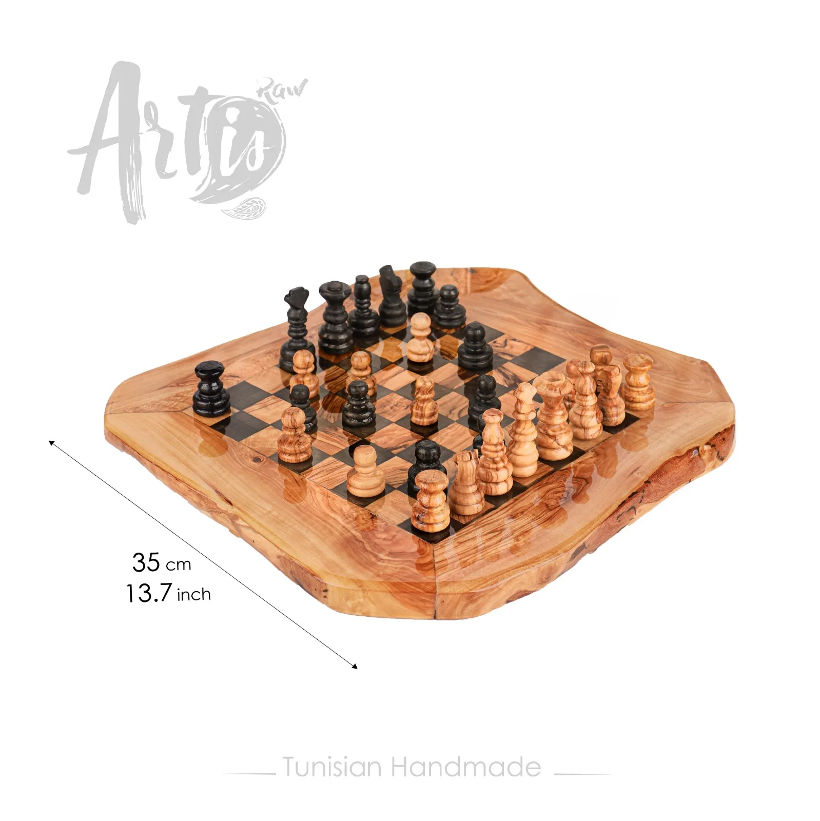 Glossy Handmade Olive Wooden Chess Set Board - Complete With Artisan ...