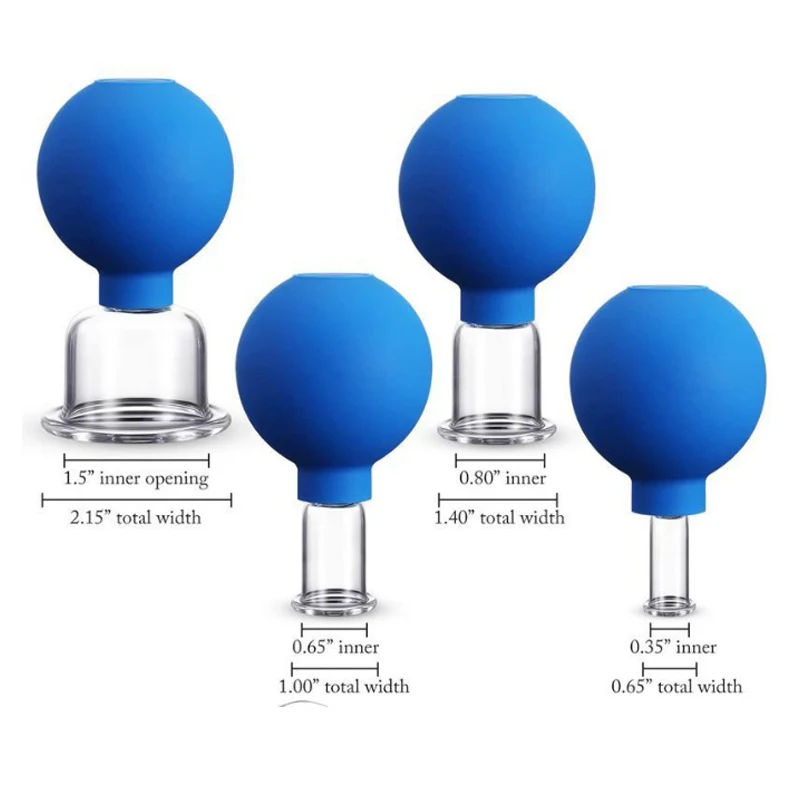 4 Pcs Glass Facial Cupping Set Silicone Vacuum Suction Cupping Massage ...