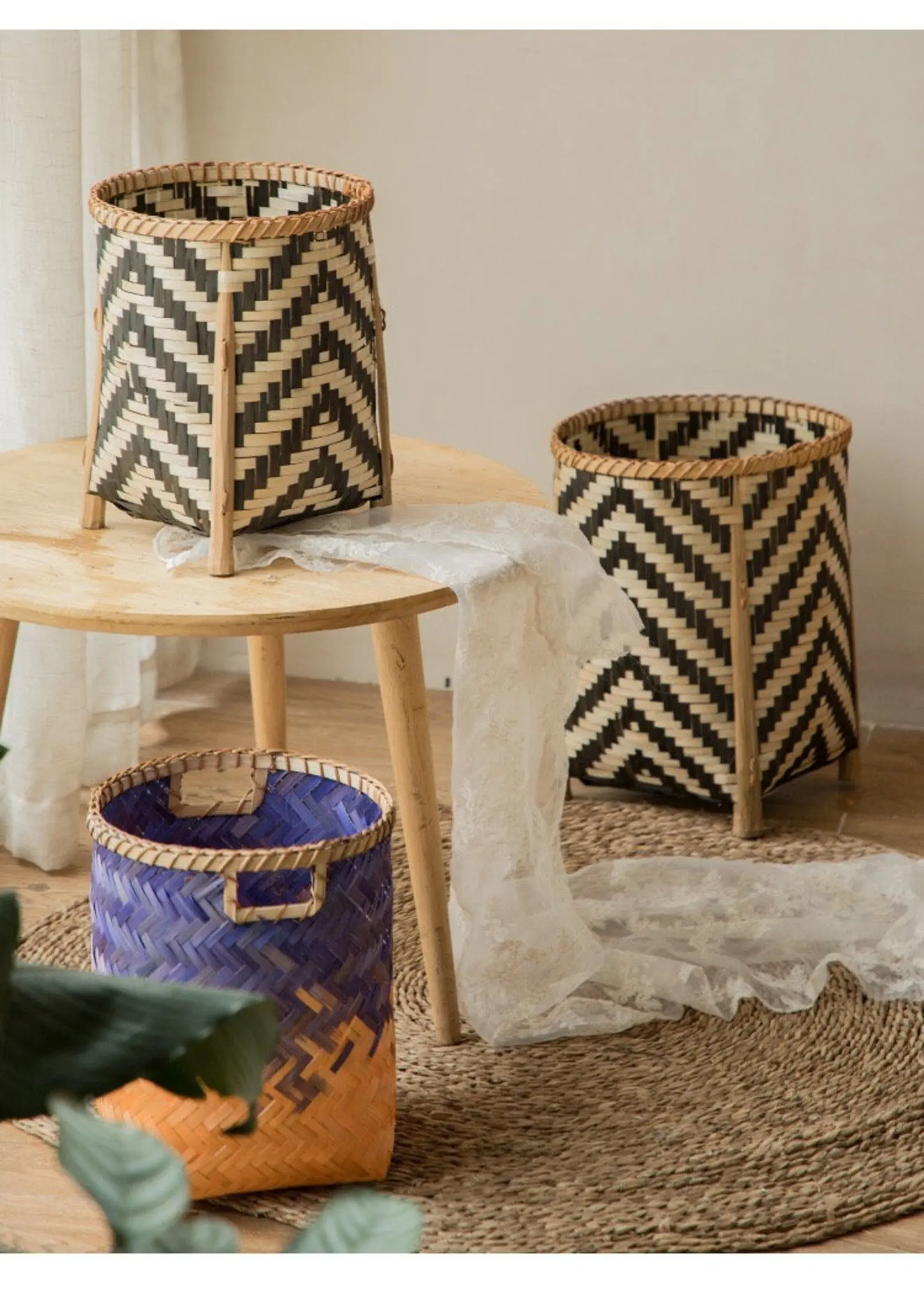 Woven Nested Basket Sustainable Eco Friendly Hand Braided Bamboo Rattan ...