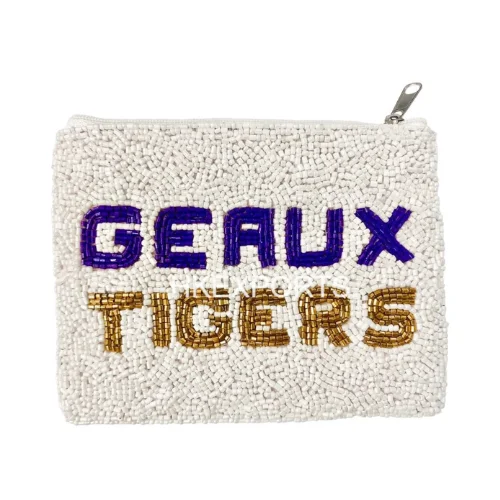 Lsu Geaux Tigers Beaded Coin Purse/pouch Lsu Football And Baseball Fans ...