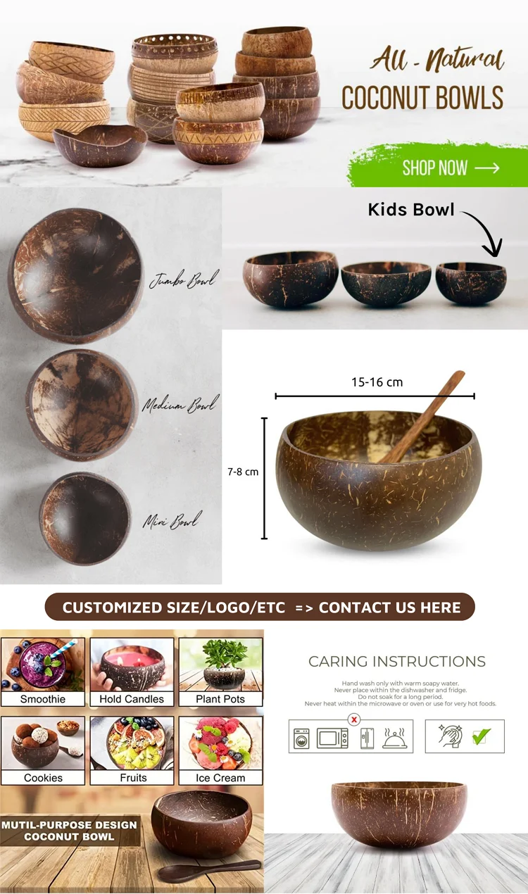Handmade Natural Vietnam Coconut Shell Bowl Candy Bowl Creative ...