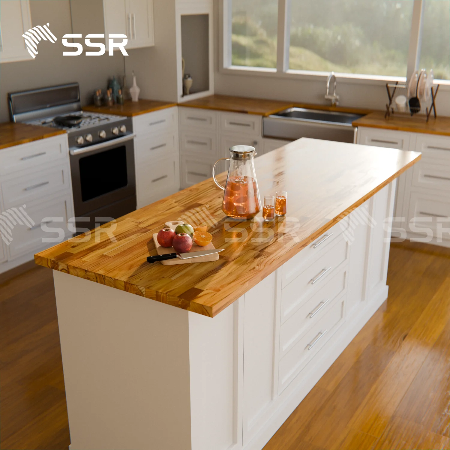 Unfinished Teak Wood Butcher Block Countertop 1.5" Thick for Kitchen ...