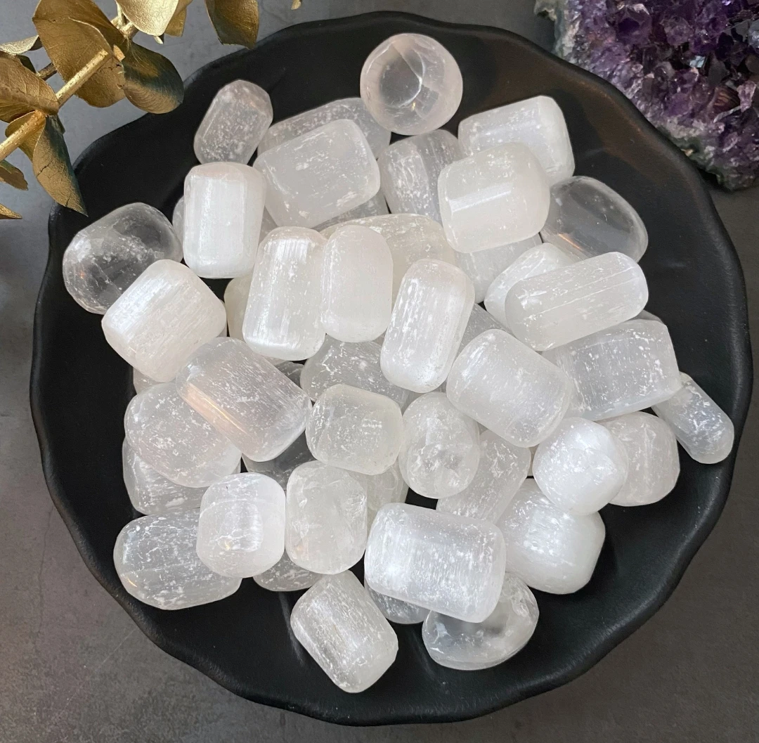 Best Selling Natural Selenite Crystal Tumbled Stones - Polished White ...