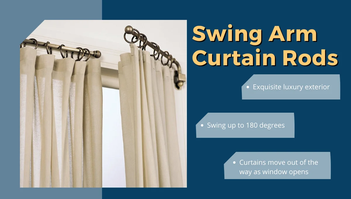Heavy Duty Swing Arm Curtain Rods - Simple Modern Style
