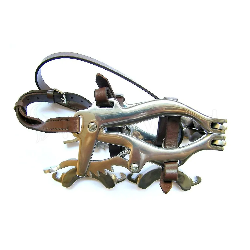 Veterinary Horse Mouth Gag Stainless Steel Leather Horse Farrier Tool ...