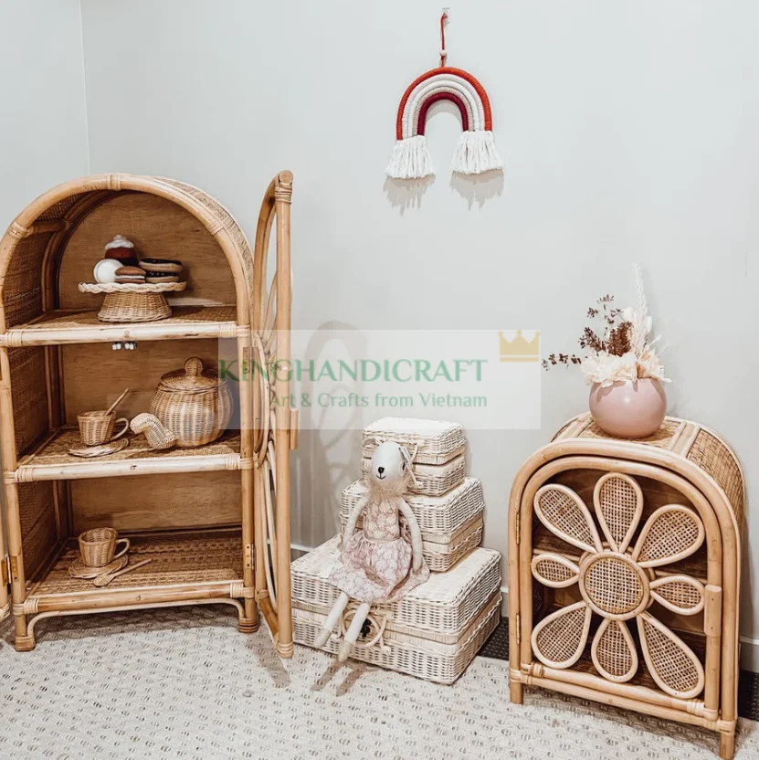 Hot Sale Full Daisy Rattan Cabinet for Doll, Wicker Daisy Doll Wardrobe ...