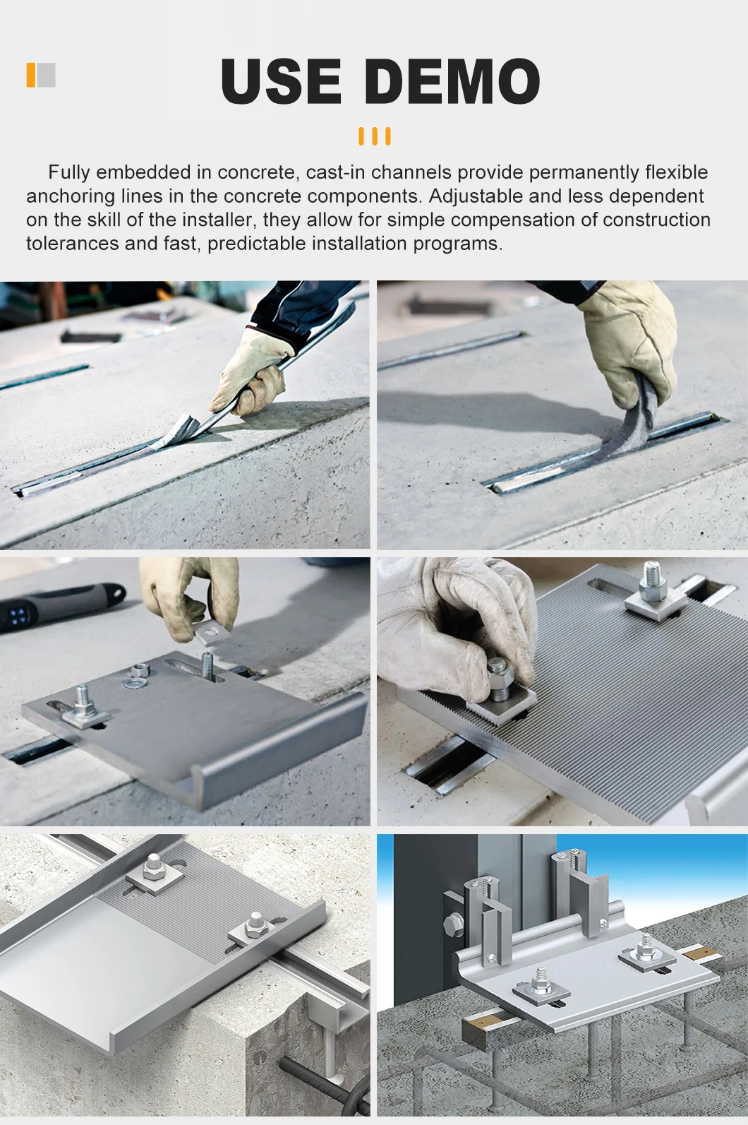 Customizable Cast in Channels Precast Concrete Anchors Halfen Anchor ...