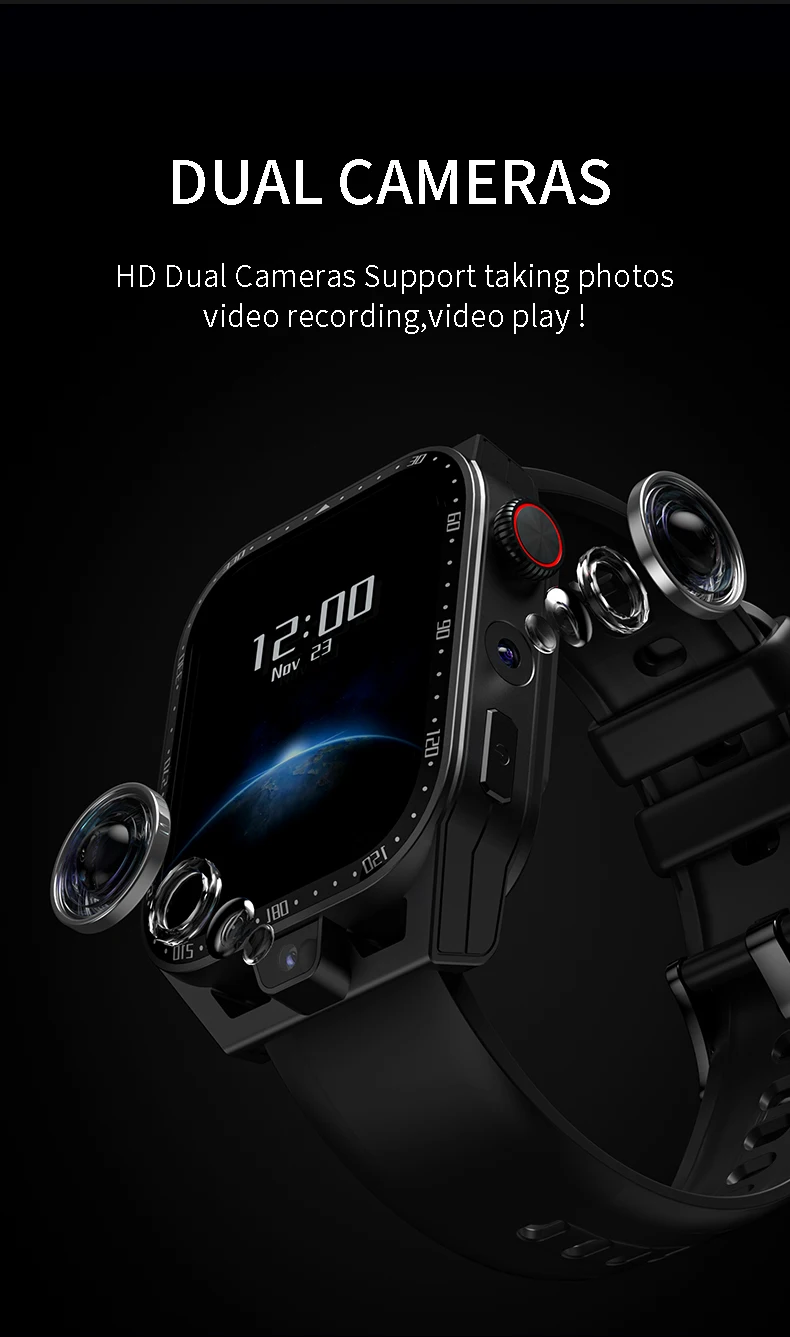 Smart Watch Dual Camera 4g With Lte Simcard Android 8.1 Ultra Watch Gps ...