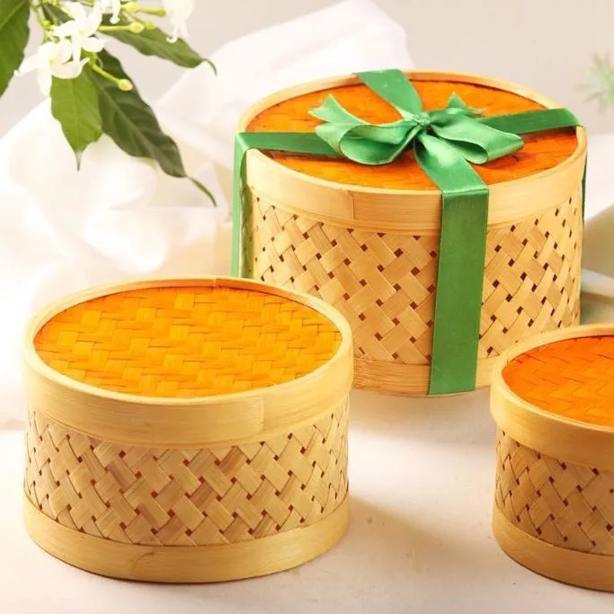 Mini Square Rectangular Cake Boxes Gift Packaging Decorative Bamboo ...