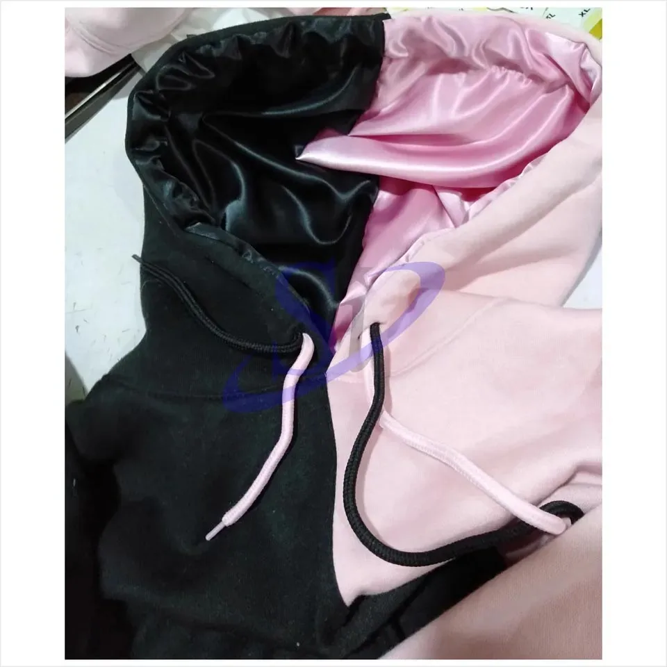 Cotton 2 Color Block Split Joint Hoodies Wholesale Satin Lined Split ...