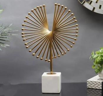 Metal Decorative Sculpture Object In Round Flower Shape In Golden Color ...