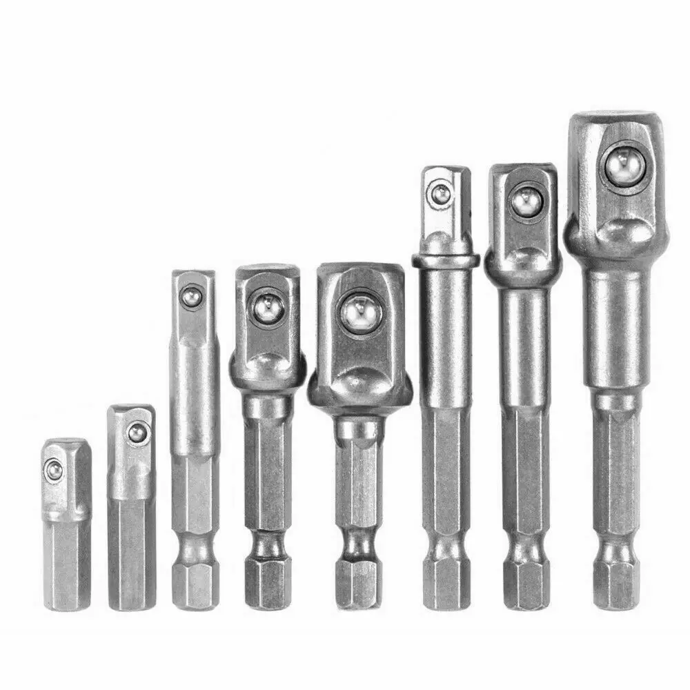 8Pcs Socket Bit Adapter Set Hex Impact Drill Bits Driver Bar Wrench ...