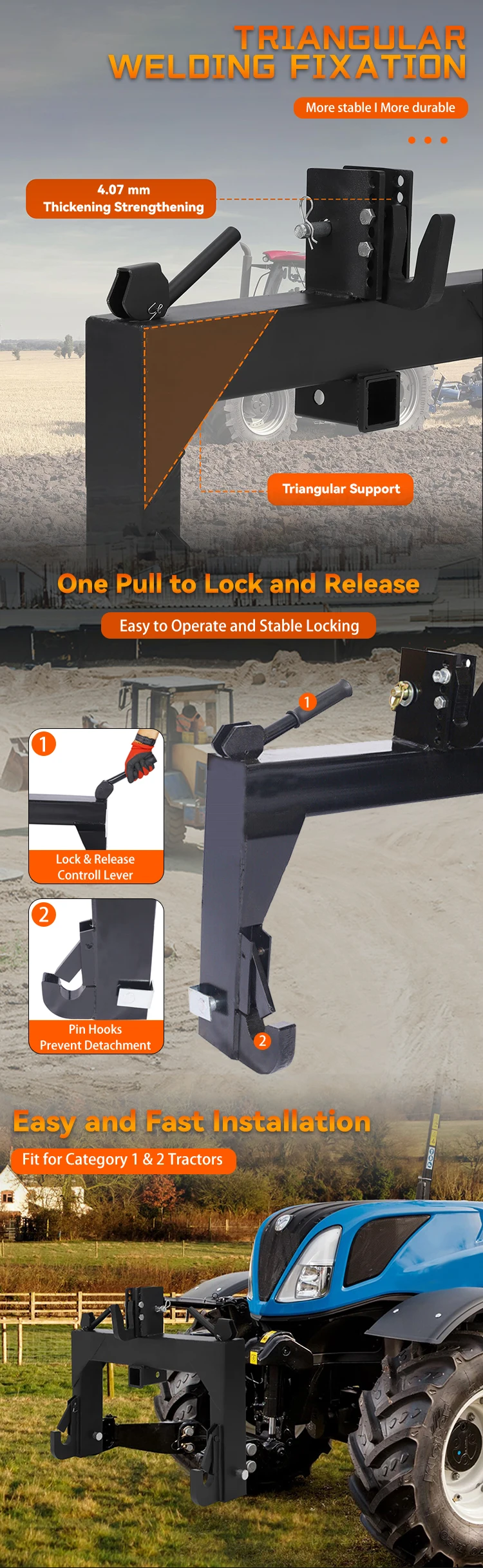 High Quality Tractor Quick Hitch Excavator Tilt 3 Point Tractor Quick ...