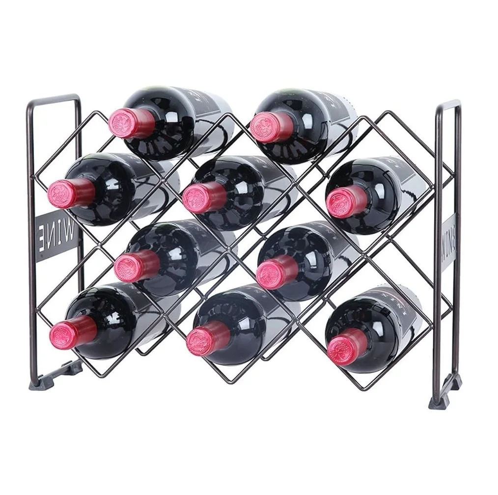 Gold Finished Metal Wine Rack - Elegant Home Decor