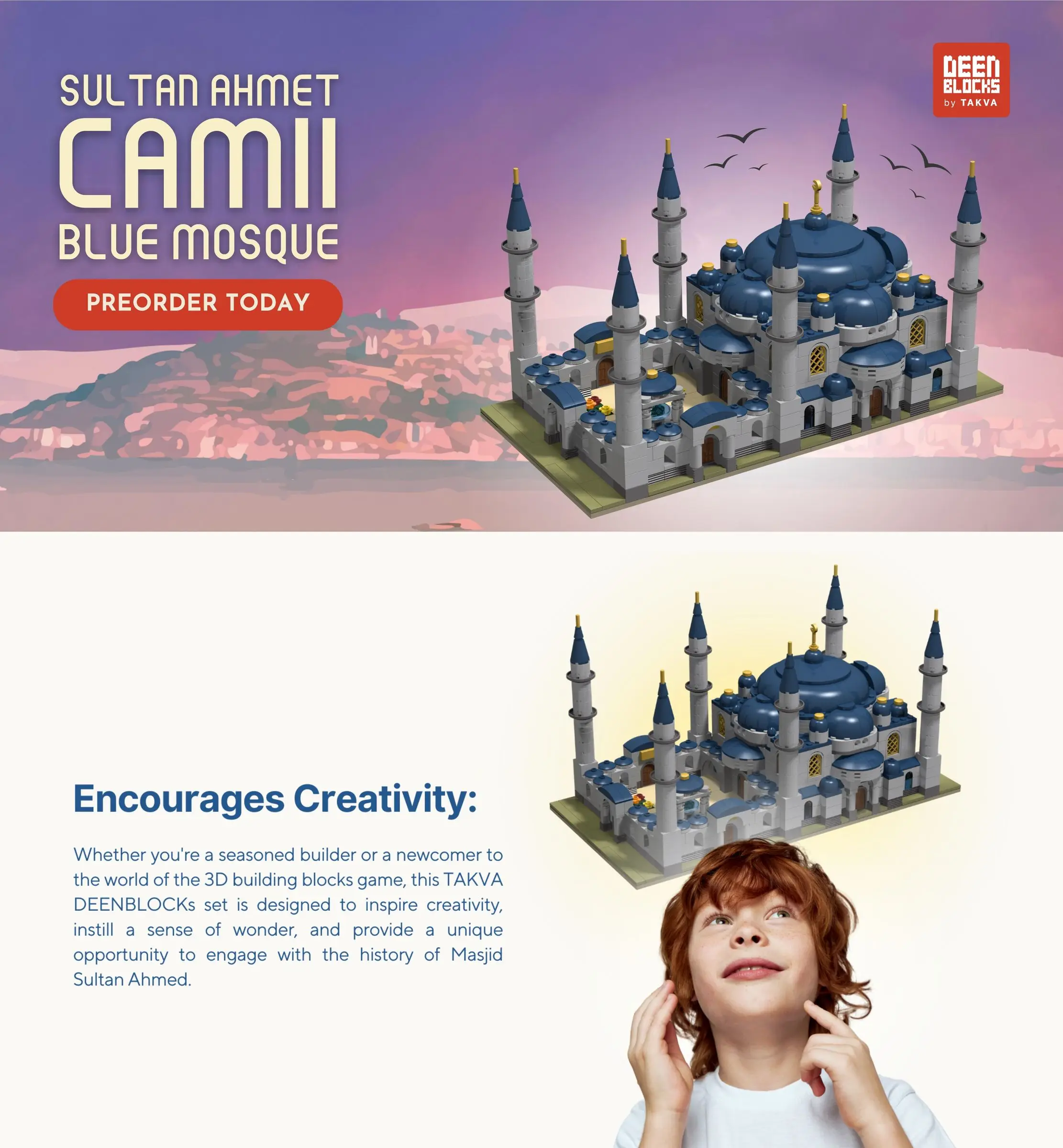 Safe Muslim Kids Educational Building Blocks Toy 947-block Blue Mosque ...