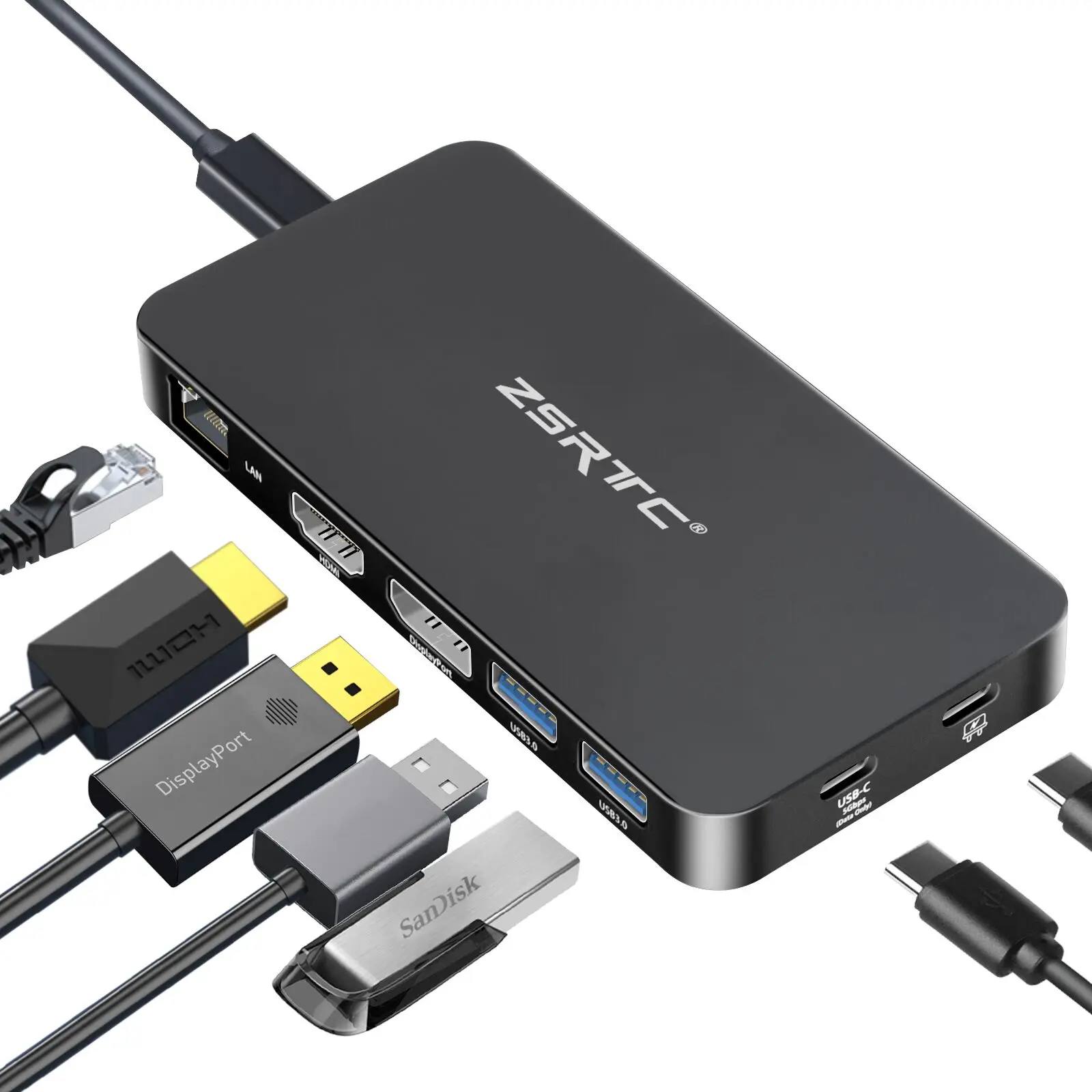 Laptop Docking Station 7 in 1 Dock Dual Usb c Hub With LAN, HDMI, DP ...