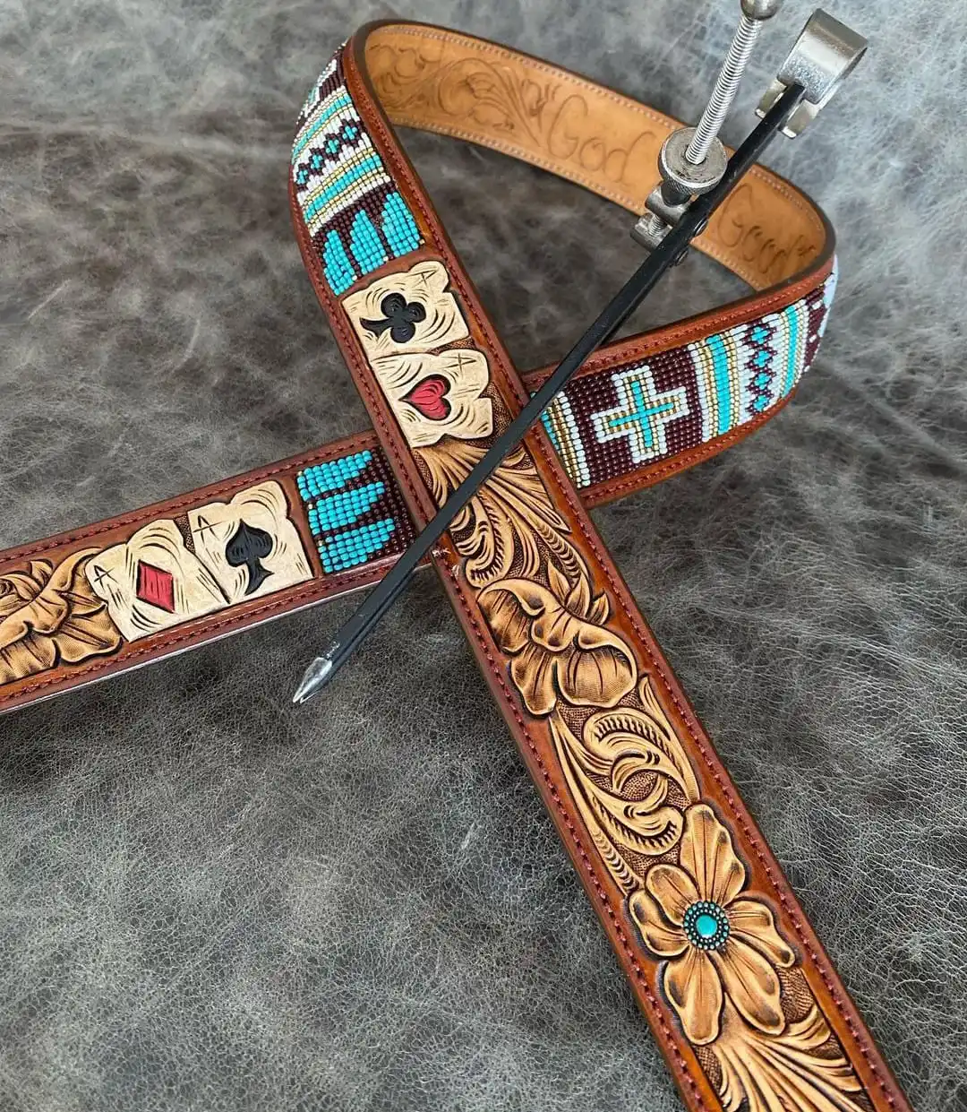 Retro Ace of Cards Painted Cow Leather Belts - Unisex