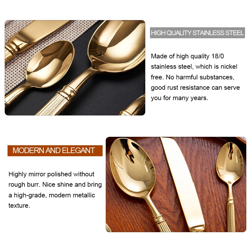 Wholesale Royal Vintage Flatware Set Striped Handle Dinner Spoon and ...