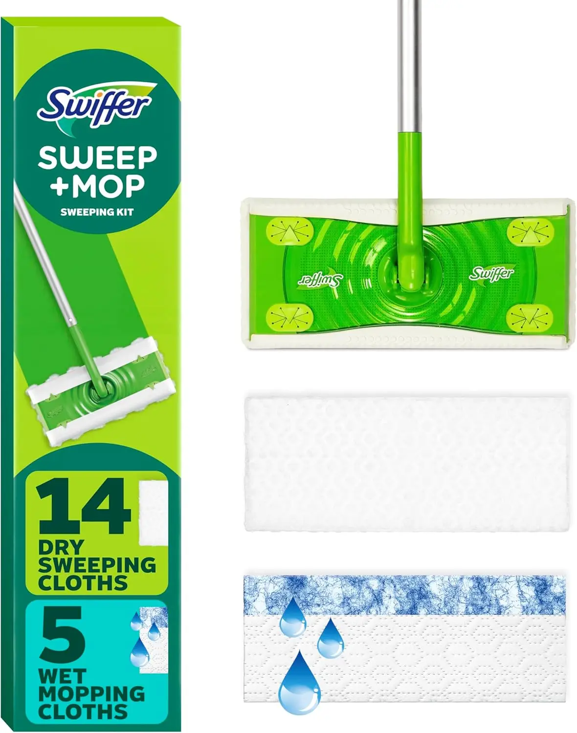 Swiffer Sweeper 2-in-1 Dry + Wet Floor Mopping and Sweeping Kit, Multi ...
