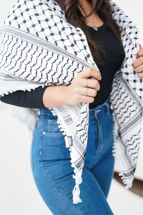 Palestinian Shawls Black & White Hirbawi Kufiya/free Palestine Kufiyah ...