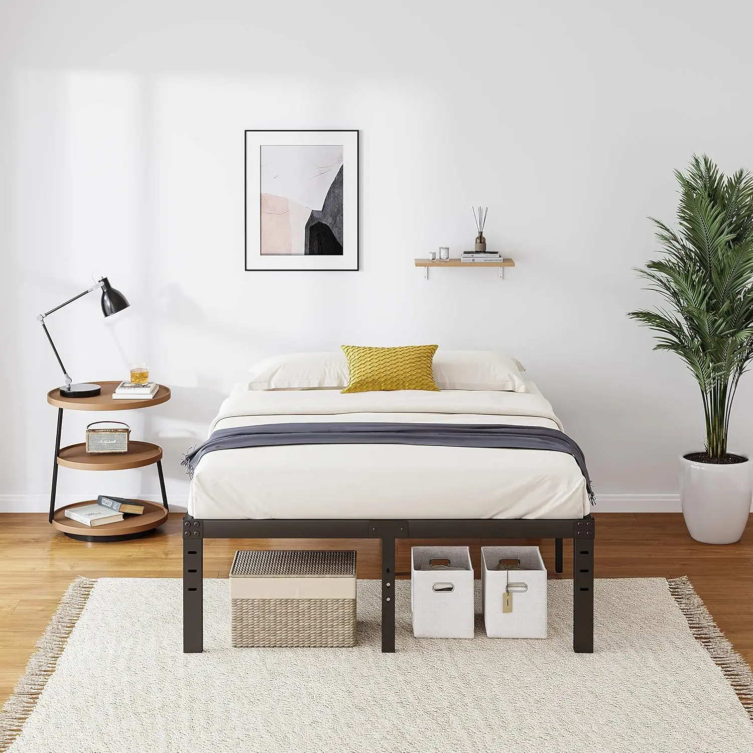 TRIHO THF-1400 Sturdy Folding Full Metal Bed Frame Platform 1500 Lbs ...