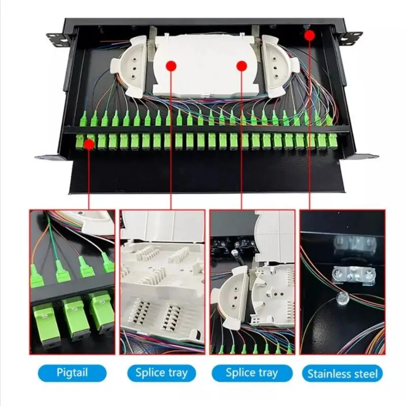 FTTH 19 Inch Rack Mount Slide Rail Drawer Telecom Fiber Optic Patch ...