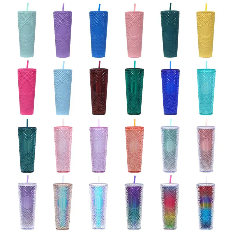 Studded Tumbler with Straw - 24oz Bpa-Free Plastic Cup