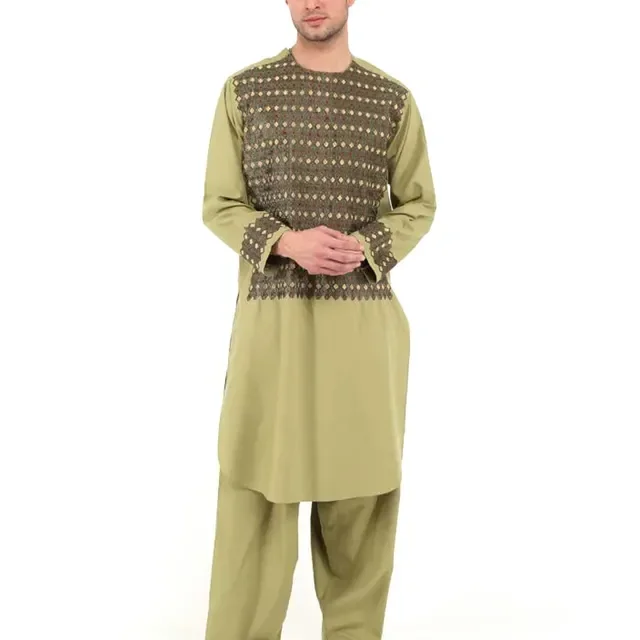 Mens Afghani Dress 2024 High Grade Solid Colours Islamic Ramadan Prayer ...