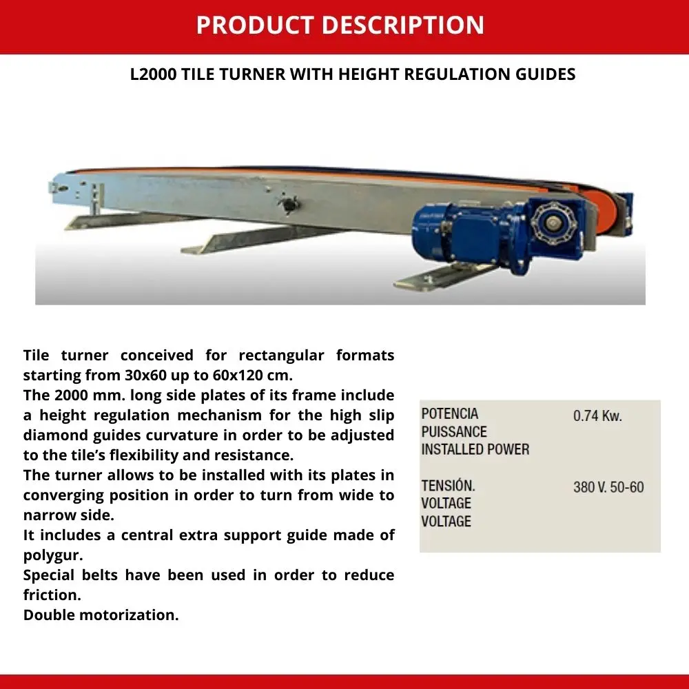 L2000 Tile Turner With Height Regulation Guides | Ceramics Machine ...