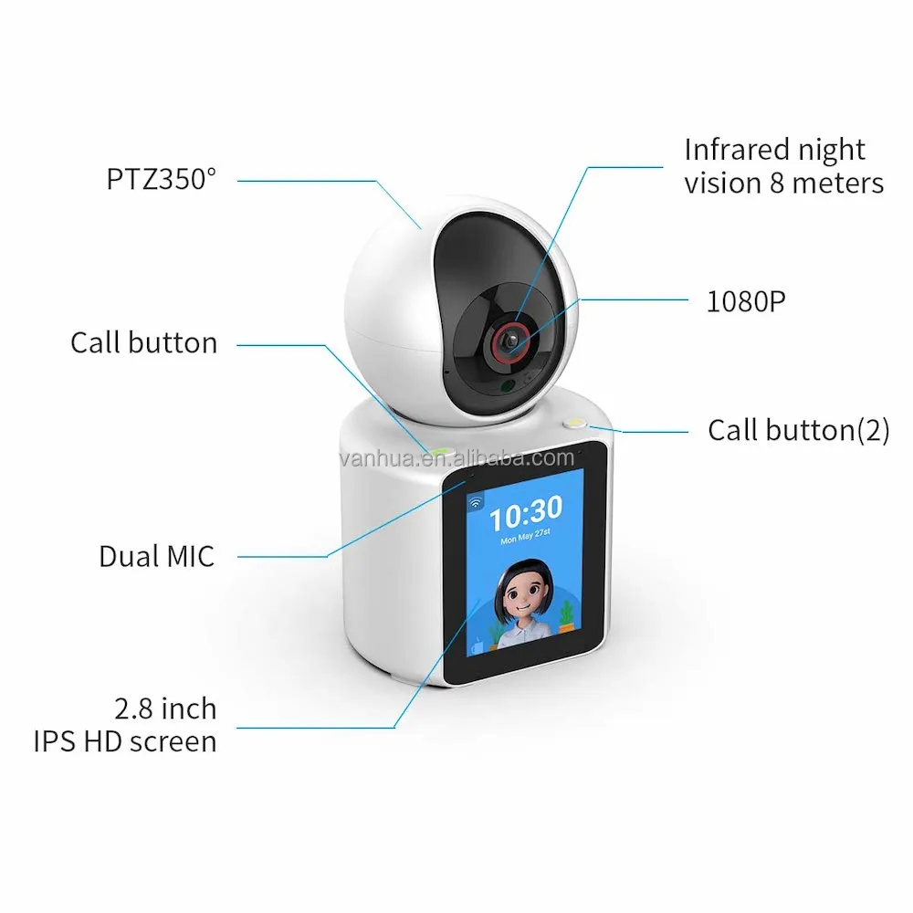 V360 Pro 1080P WiFi PTZ Security Camera with 2.8 Inch Screen, Two-Way ...