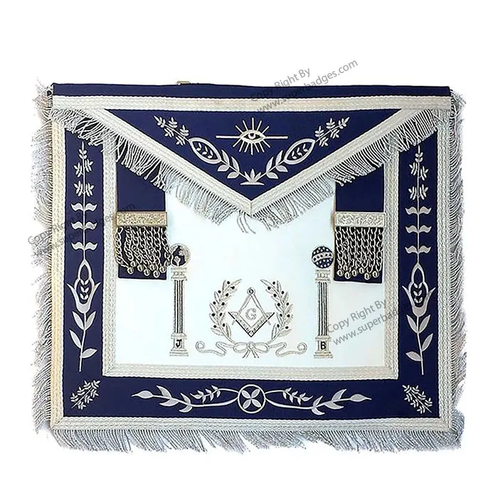 Masonic Regalia Apron Masonic Mm Pm Customized Plain Embroidered Custom Ribbon Or Chalar Masonic ...