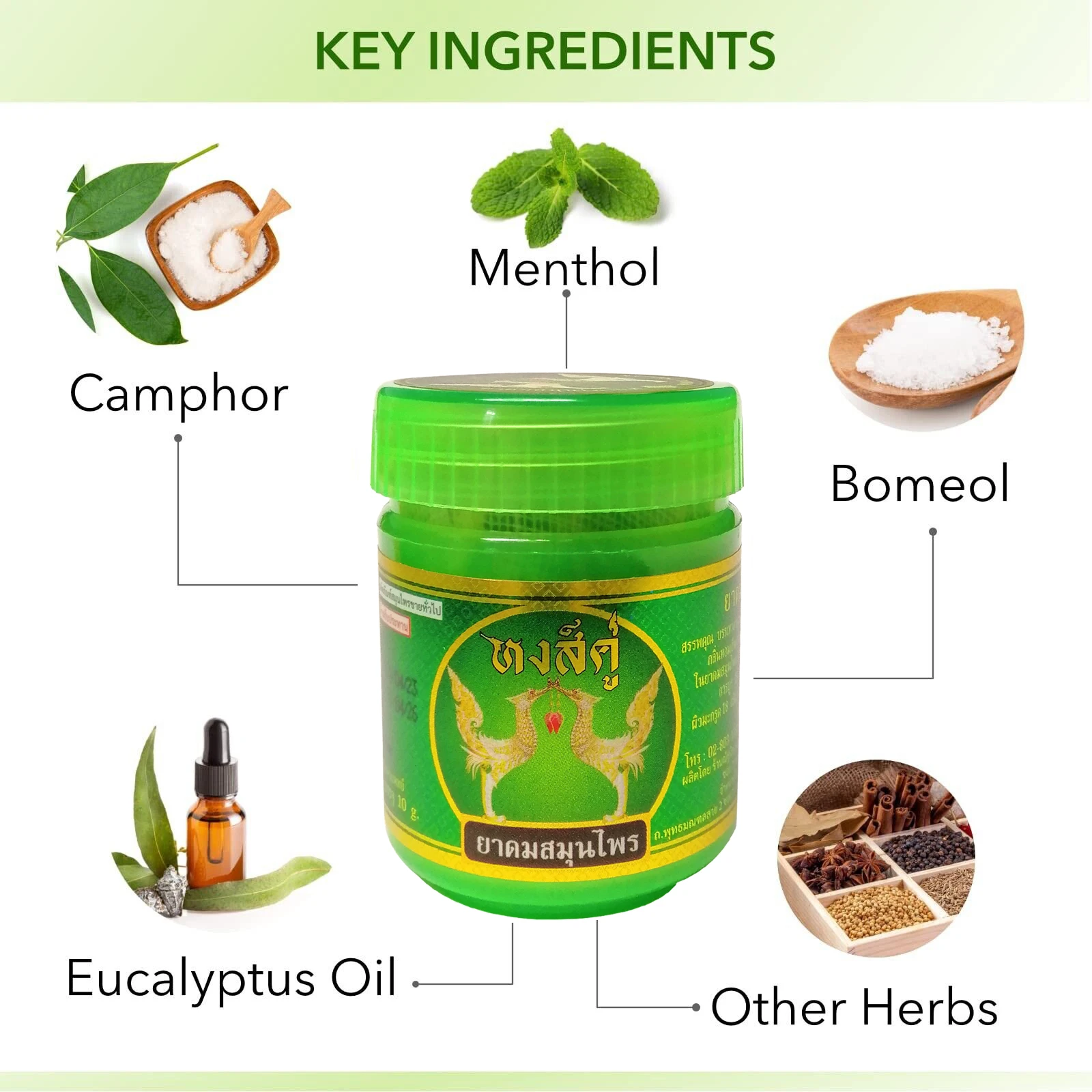 Hong Thai Koo (green) Herbal Inhaler Aroma Nasal Inhaler Original Double Hong Thai Health Care ...